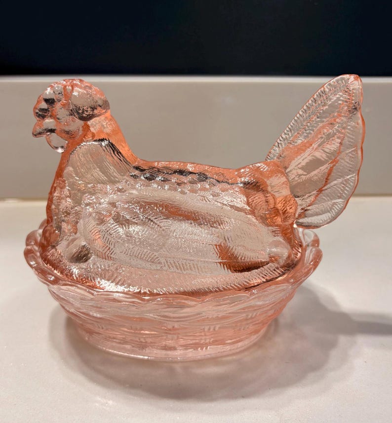 6" Glass Hen on Nest, 7 Color Options - Candy Dish HON - Etsy