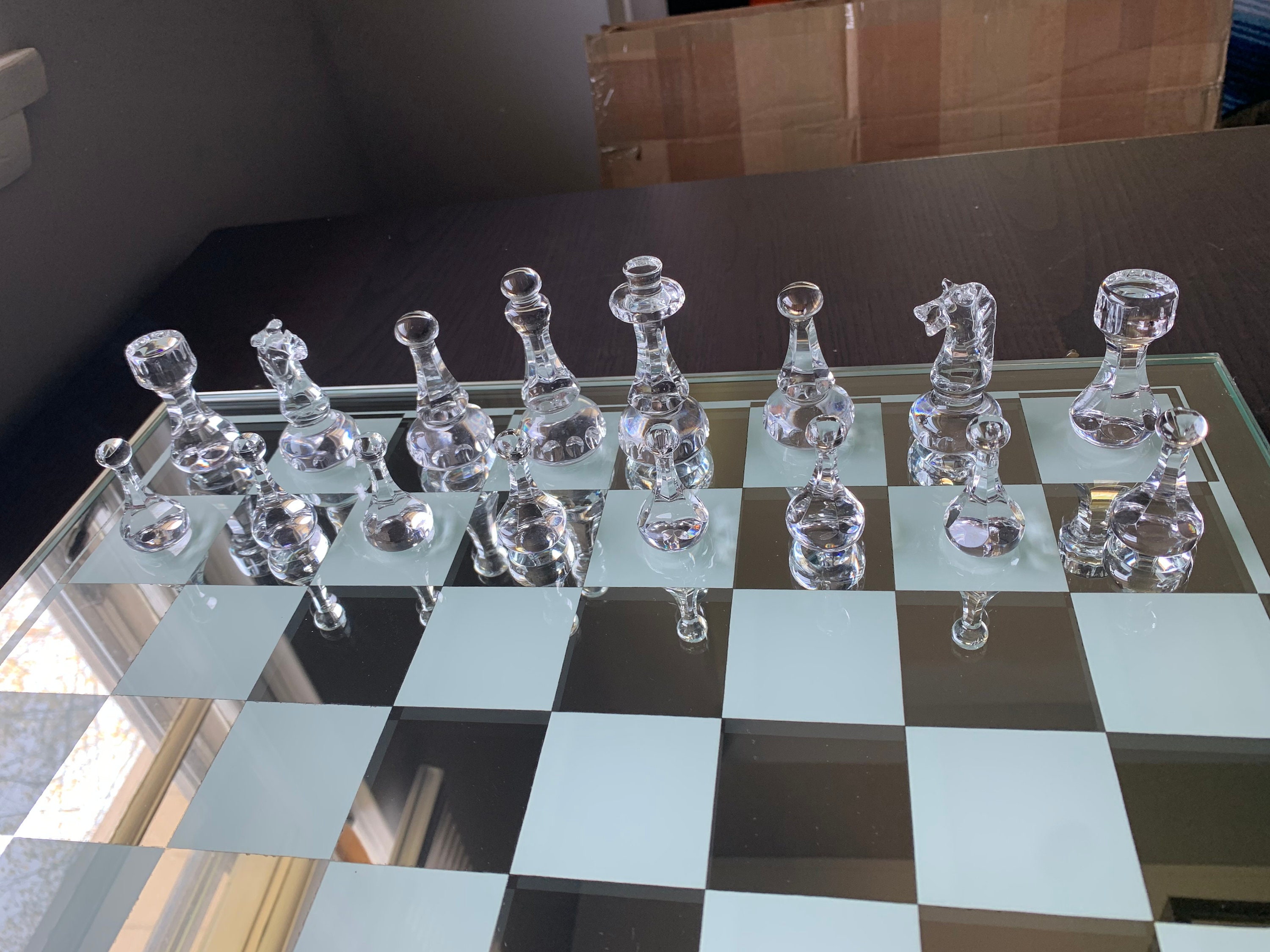 Mid-Century Modern Crystal Chess Set - Etsy.de