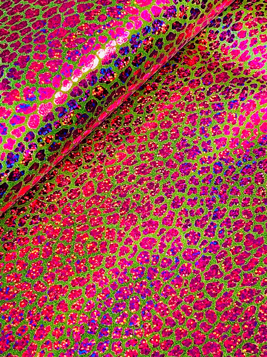 Metallic Bright Pink Leopard Print Lime Green Leather, Leopard Printed ...