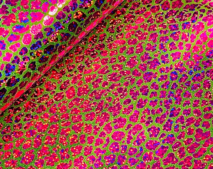 Metallic Bright Pink Leopard Print Lime Green Leather, Leopard Printed ...