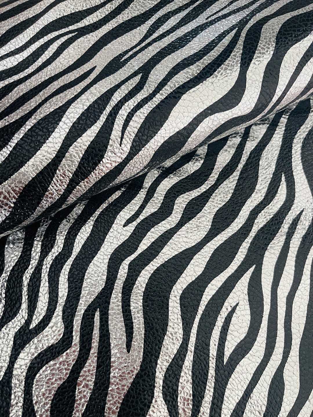 Metallic Silver Zebra Print Leather Sheet, Genuine Leather Sheets for ...