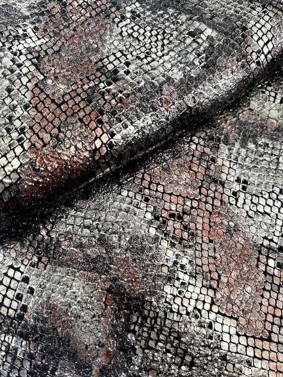 Metallic Silver and Black Snake Print Leather Genuine Leather - Etsy