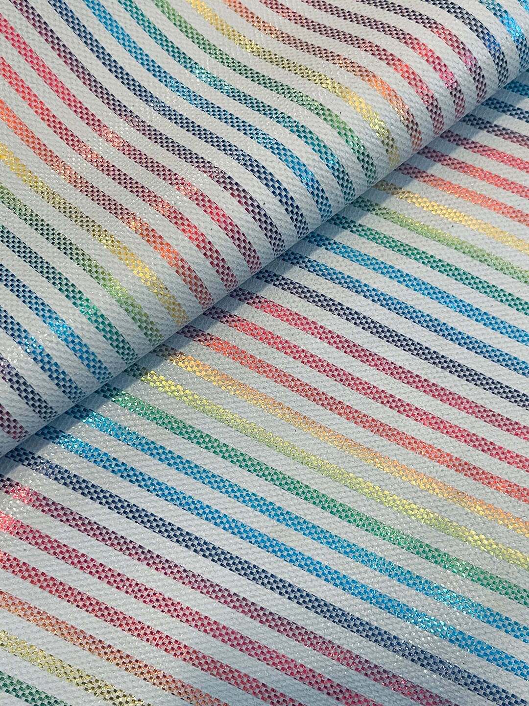 Metallic Multicolored Rainbow Stripes Print Genuine Leather Sheets for ...