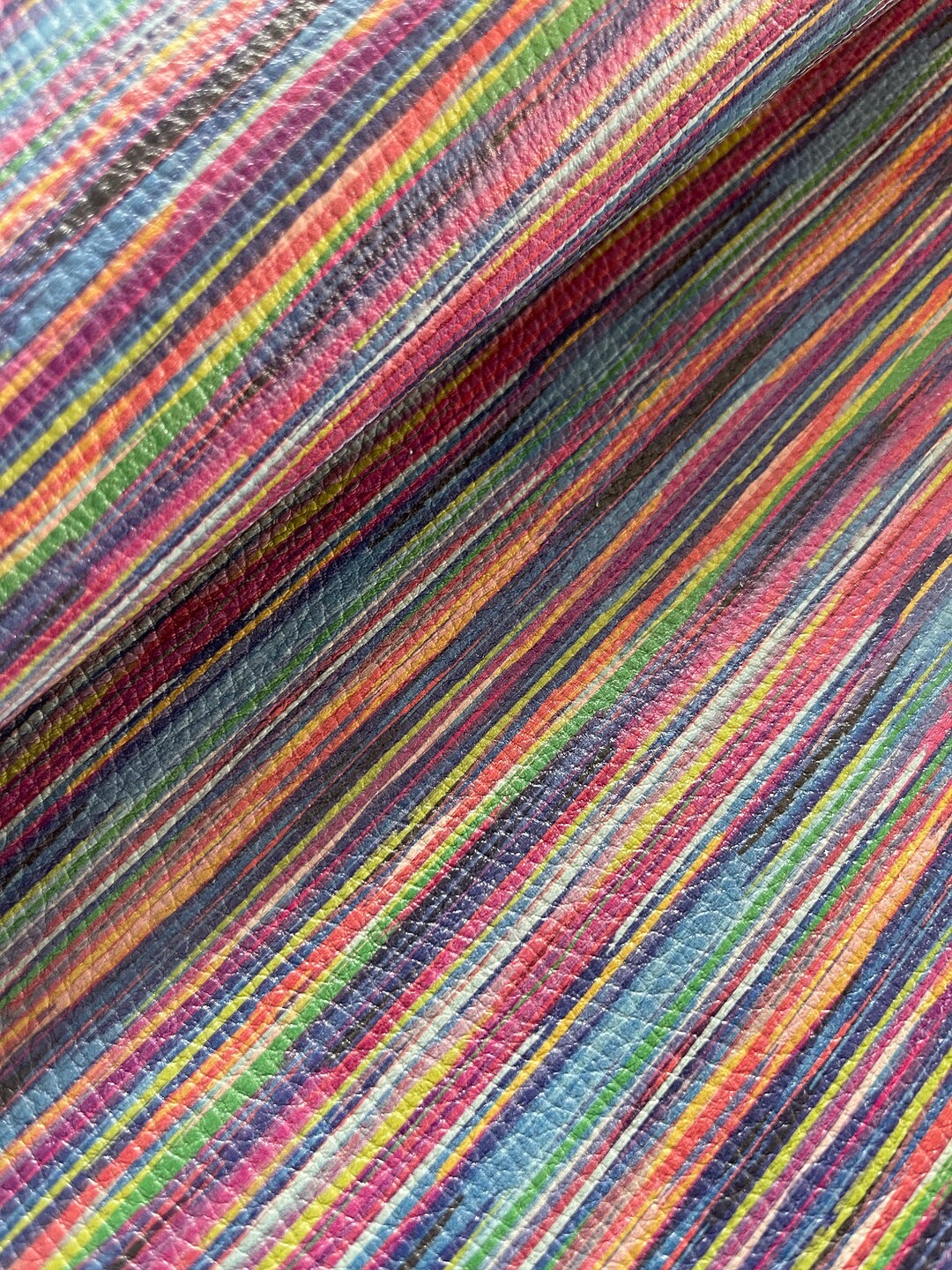 Multicolored Rainbow Strokes Print Genuine Leather Sheets for Craft ...