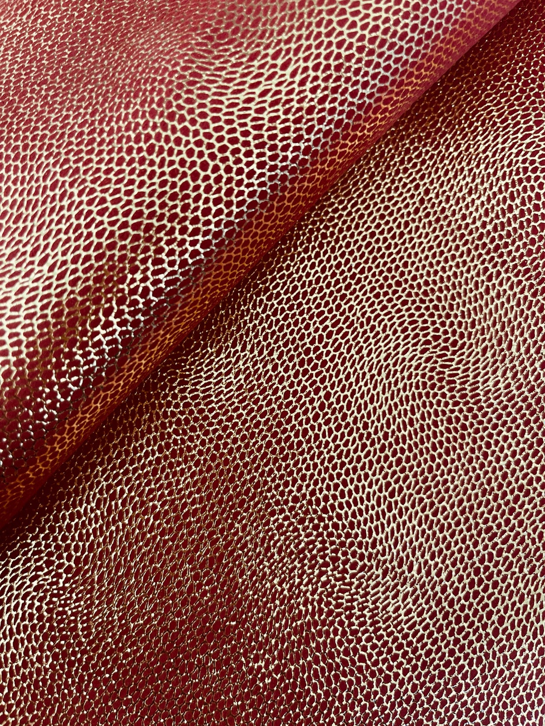 Metallic Red Gold Lace Snake Print Leather, Scarlet Line, Print Leather ...