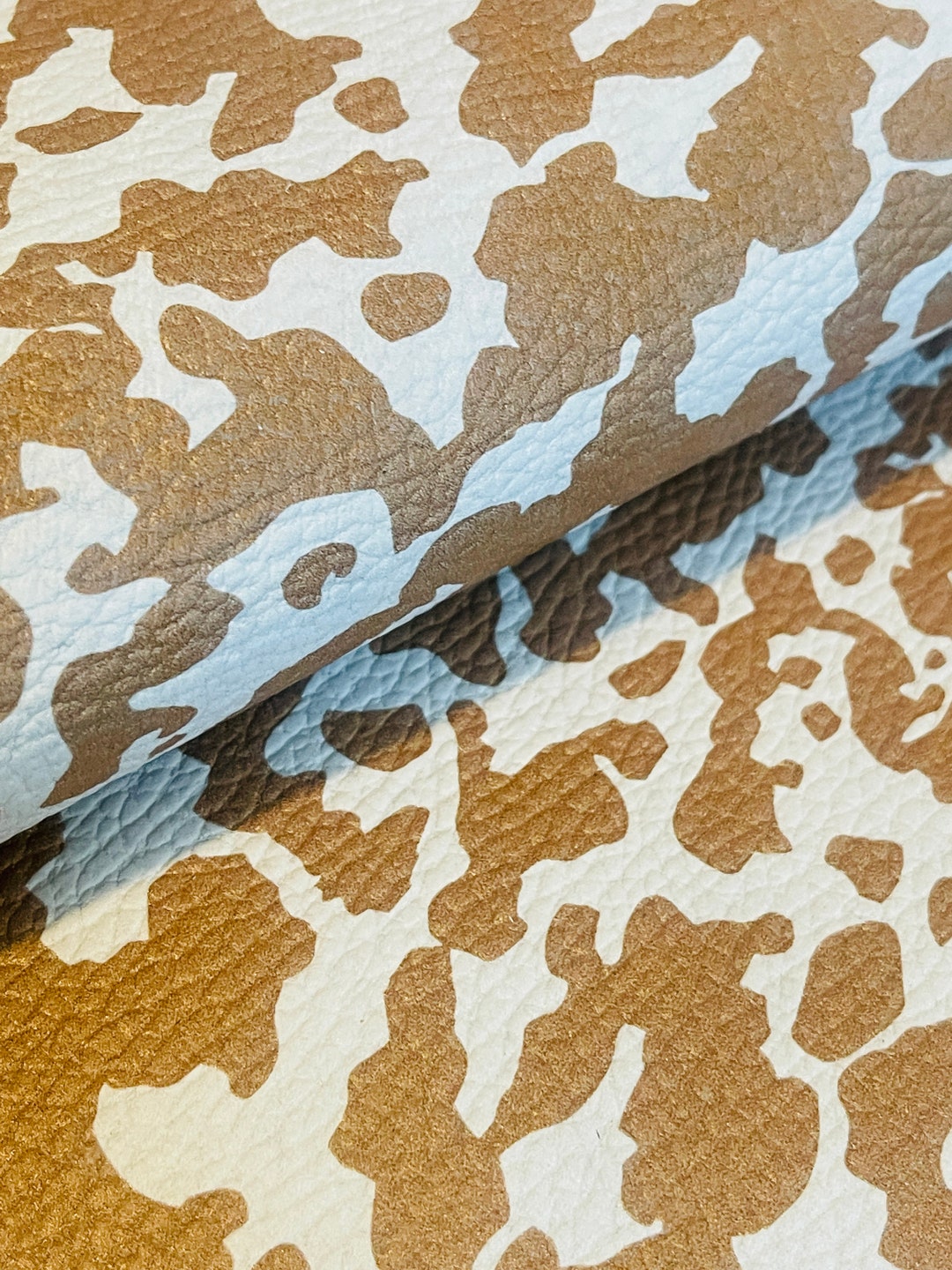 Brown and Ivory Cow Print Genuine Leather, Genuine Leather for Crafts ...