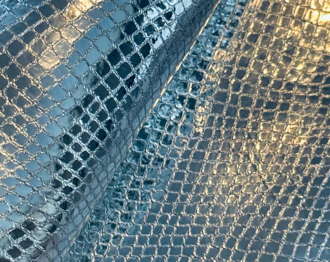 Metallic Bronze and Burnt Orange Zebra Print Leather Sheet, Genuine ...