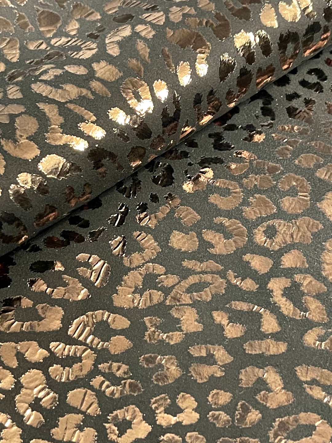 Black and Metallic Brown Leopard Print Leather, Brown Copper, Brown ...