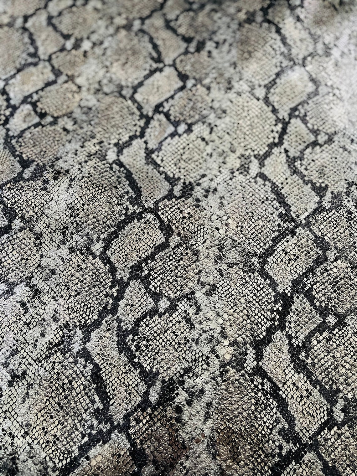 Metallic Silver and Black Snake Print Leather Genuine Leather | Etsy