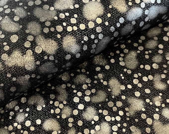Silver Spray and Spots on Black Leather, Genuine Leather Sheets for ...