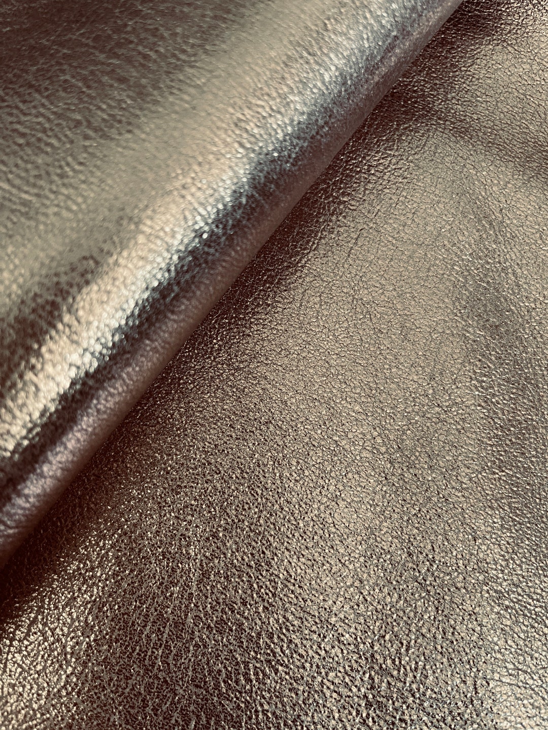 Metallic Silver Gold Plain Leather, Fine Glitter Leather, Metallic ...