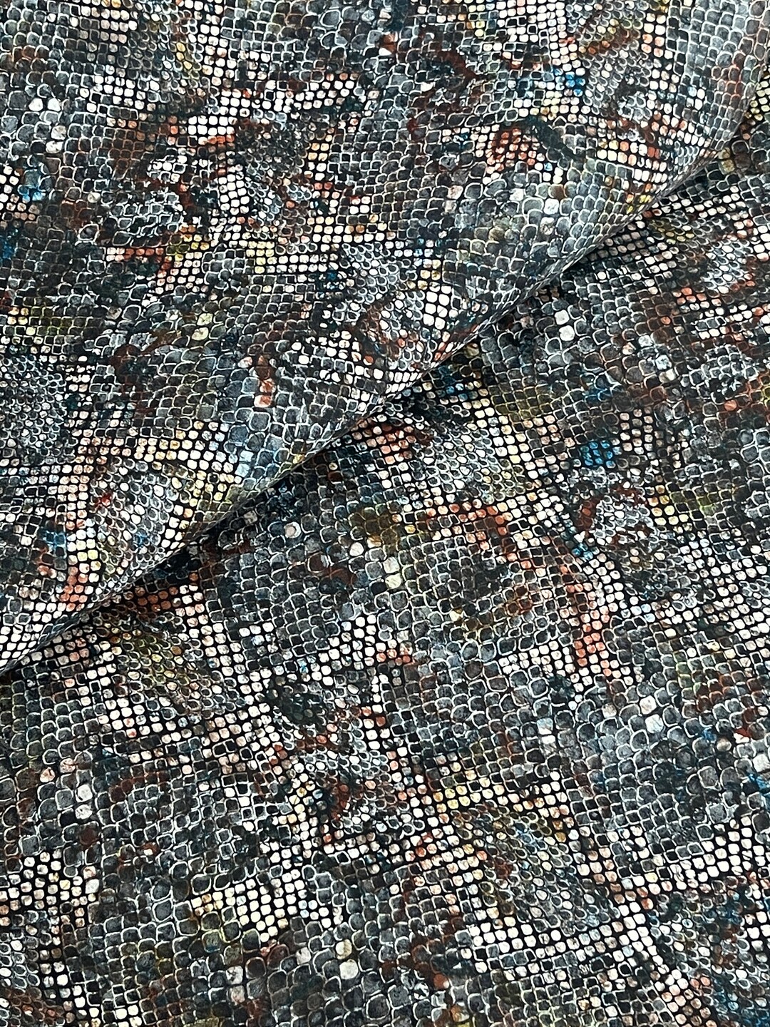 Navy Blue Fantasy Snake Print Leather, Black, Navy Blue Snake Print ...