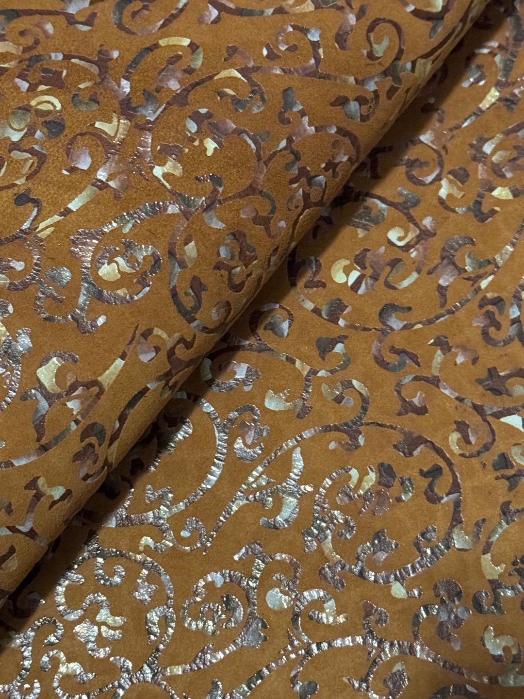 Tan Brown Swirl Print Leather Sheet, Genuine Leather Sheets for Craft ...