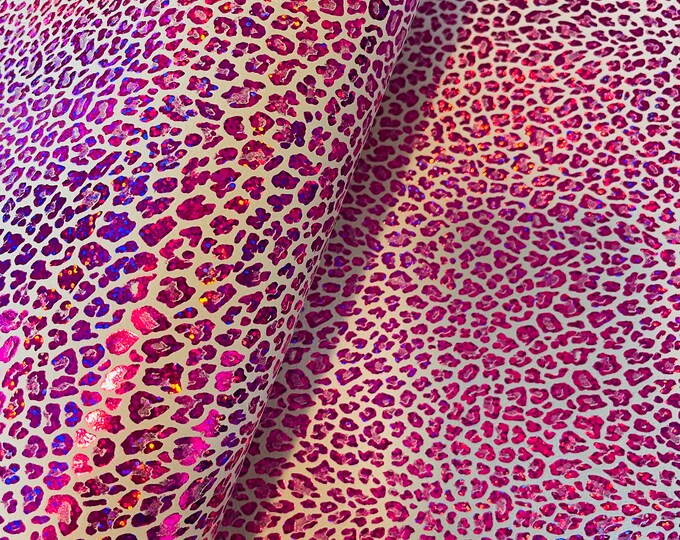 Metallic Bright Pink Leopard Print on White Leather, Leopard Printed ...