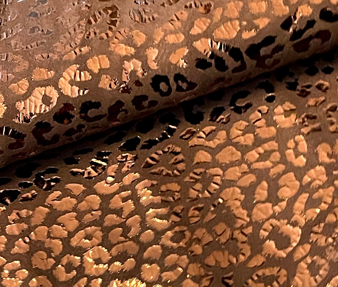 Brown and Copper Leopard Print Leather, Leopard Printed Leather, Animal ...