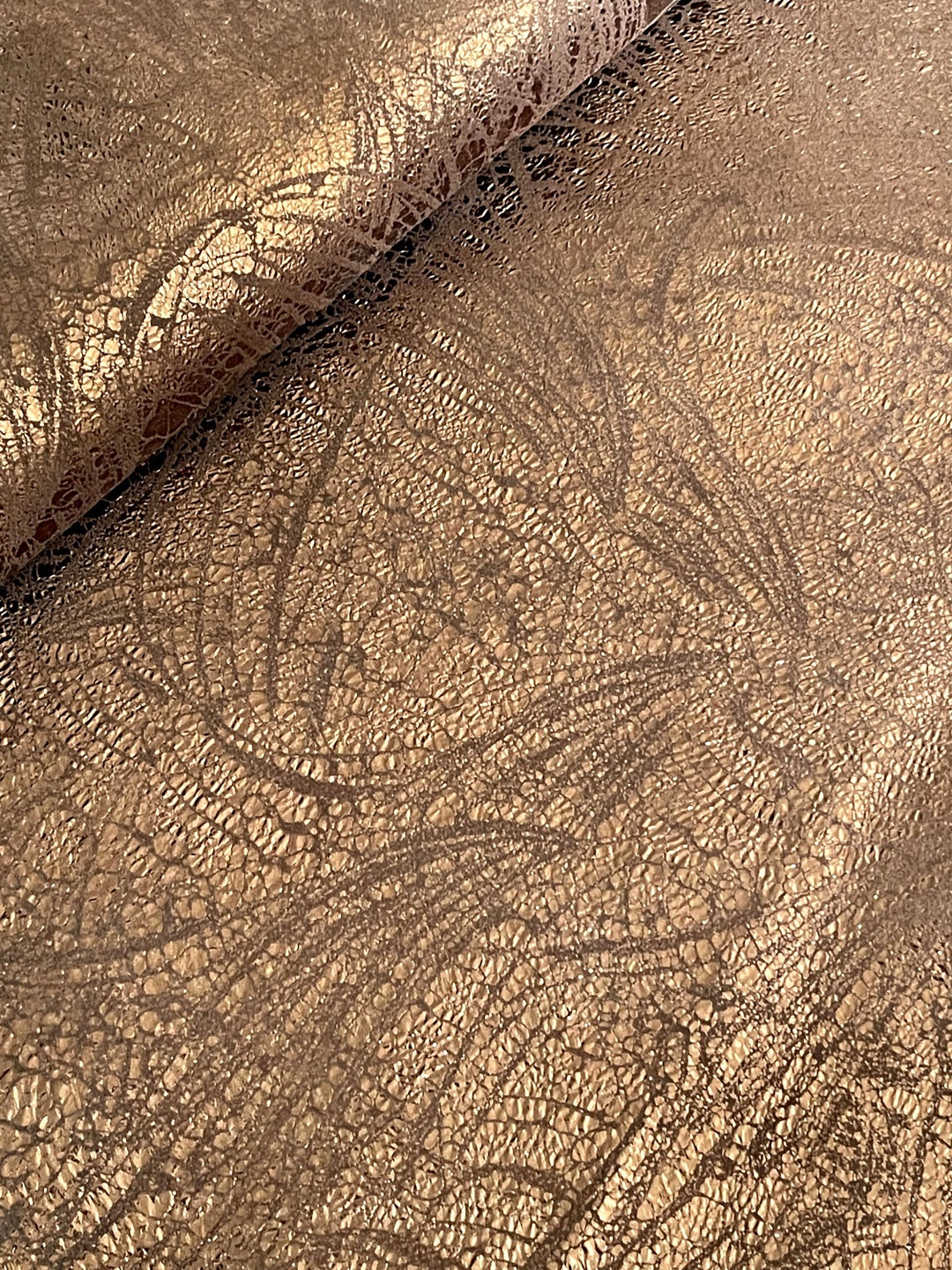 Brown Metallic Hairy Print Leather Sheet, Genuine Leather Sheets for ...