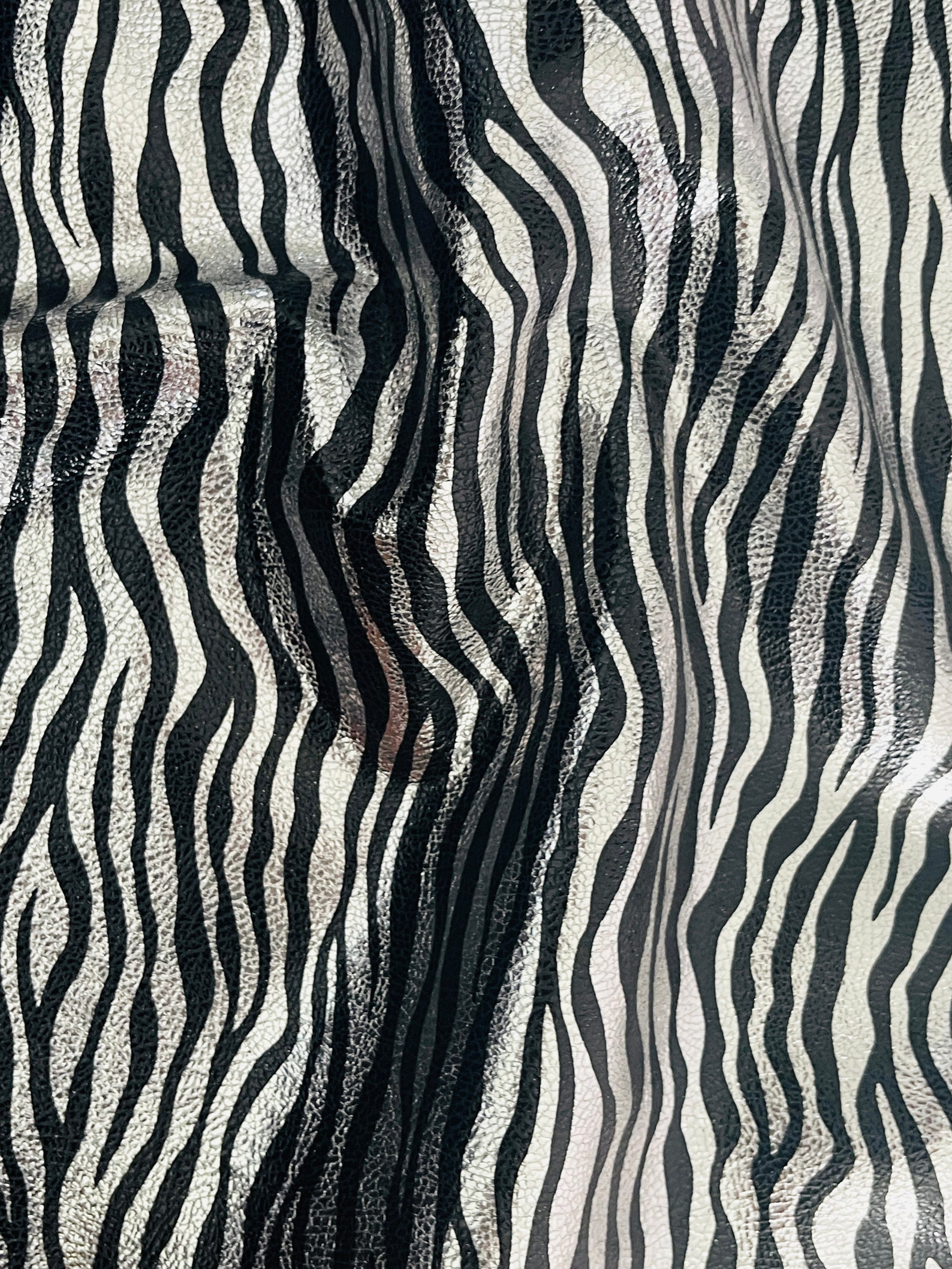 Metallic Silver Zebra Print Leather Sheet, Genuine Leather Sheets for ...