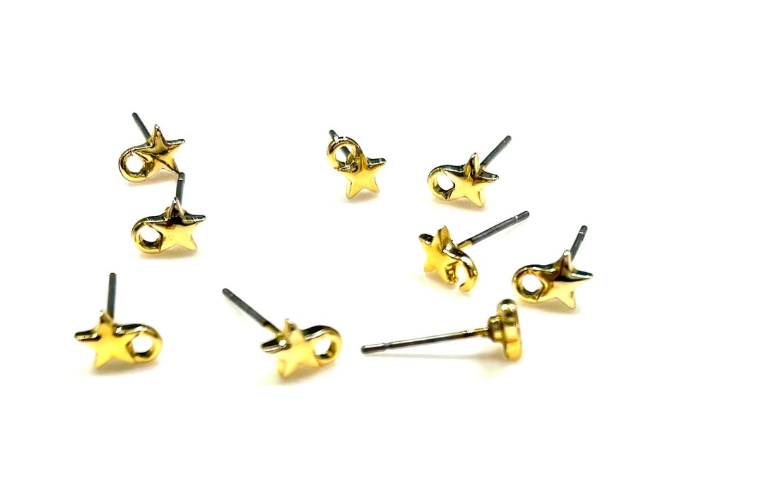Small Star Post Earring Connectors for Jewelry & Craft (5pair Lot Pack ...