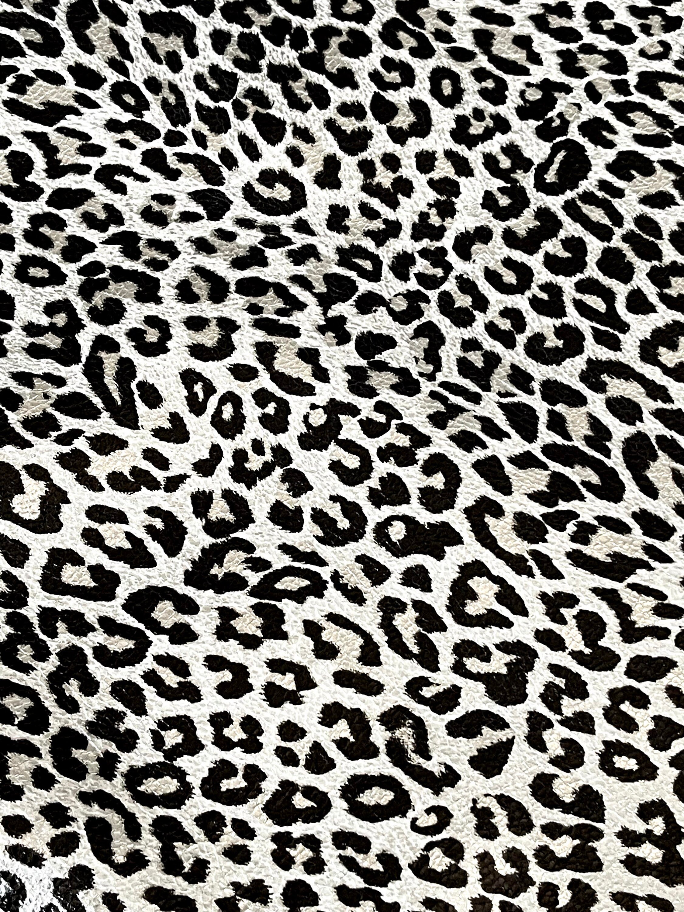 Metallic Black and Silver Leopard Print Genuine Leather | Etsy