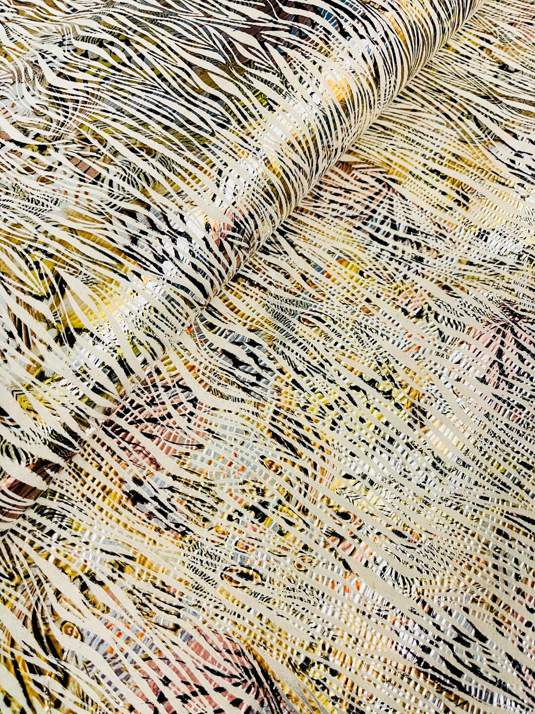 Cream Monarch Zebra Print Leather Sheet, Genuine Leather Sheets for ...