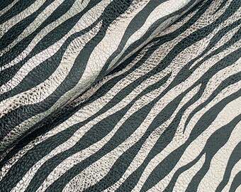 Metallic Silver Zebra Print Leather Sheet, Genuine Leather Sheets for ...