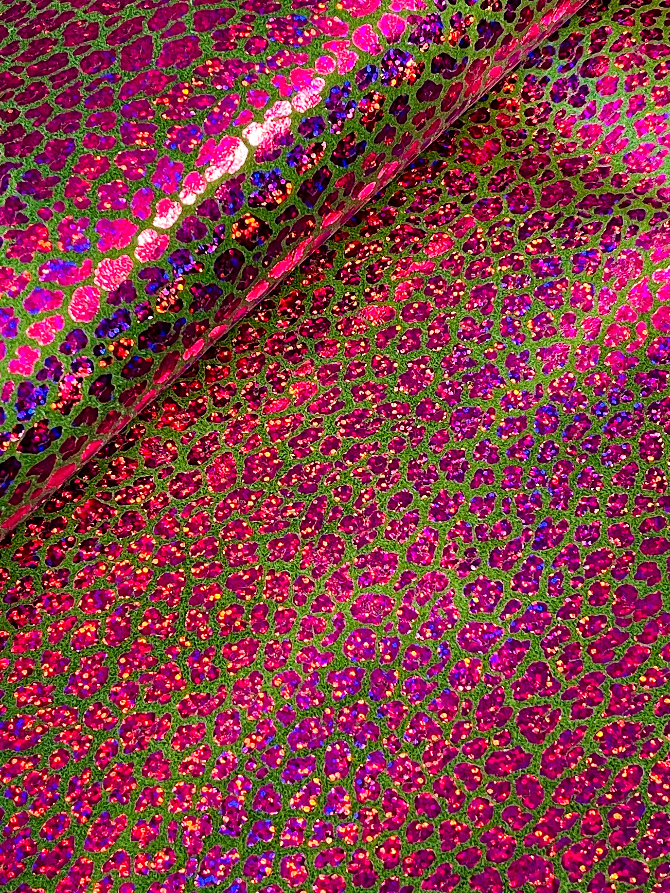 Metallic Bright Pink Leopard Print Lime Green Leather Leopard | Etsy