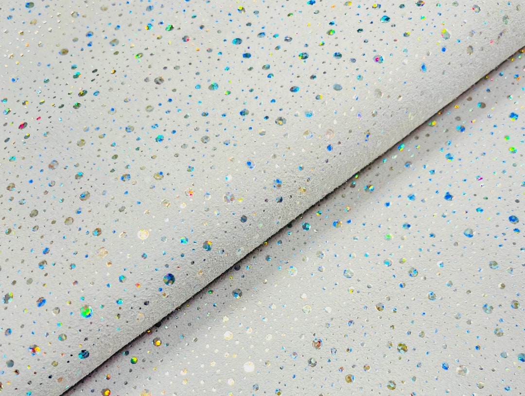 Iridescent Silver Dots on White Leather, Genuine Leather Sheets for ...