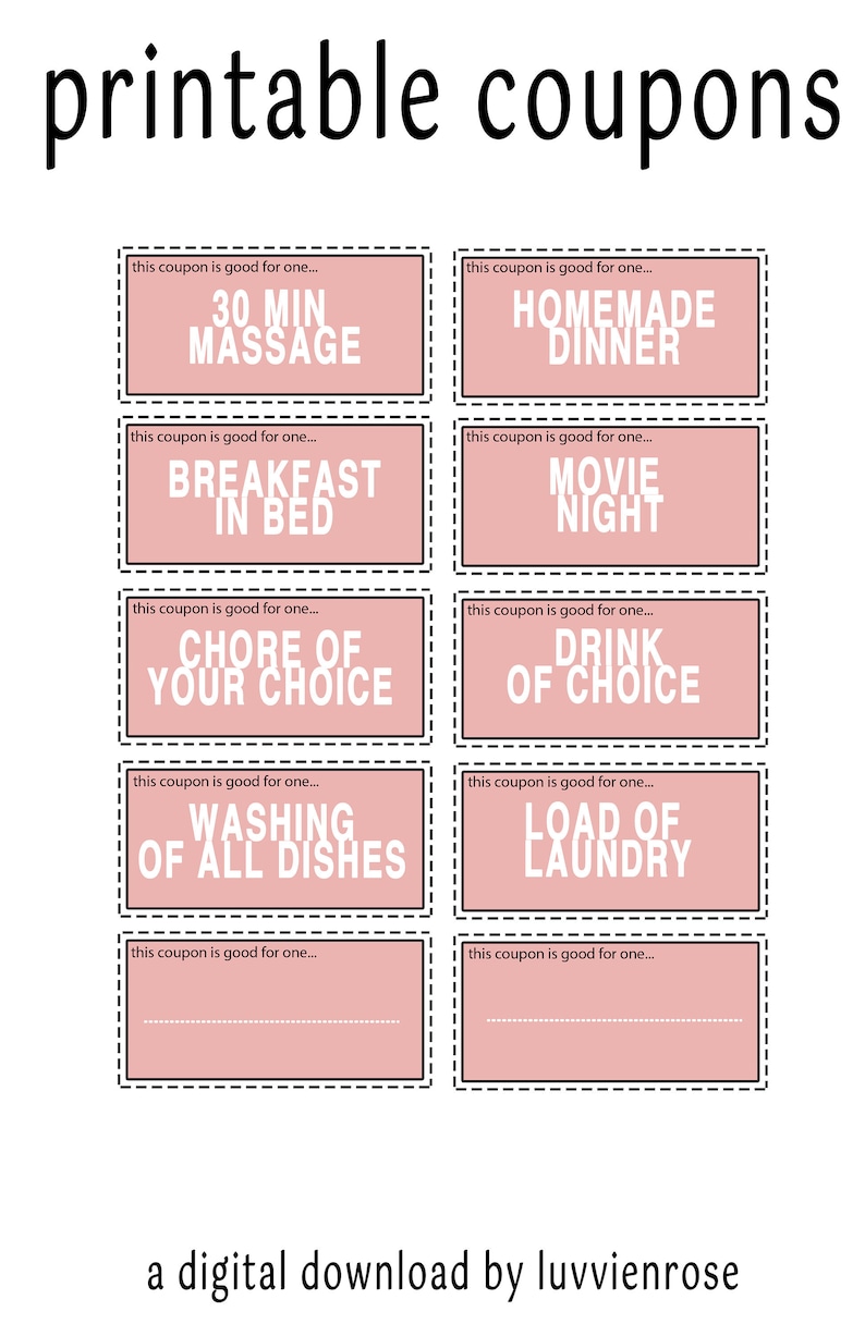 Printable Coupons for Parents Wife Husband/ 10 Coupons 2 | Etsy