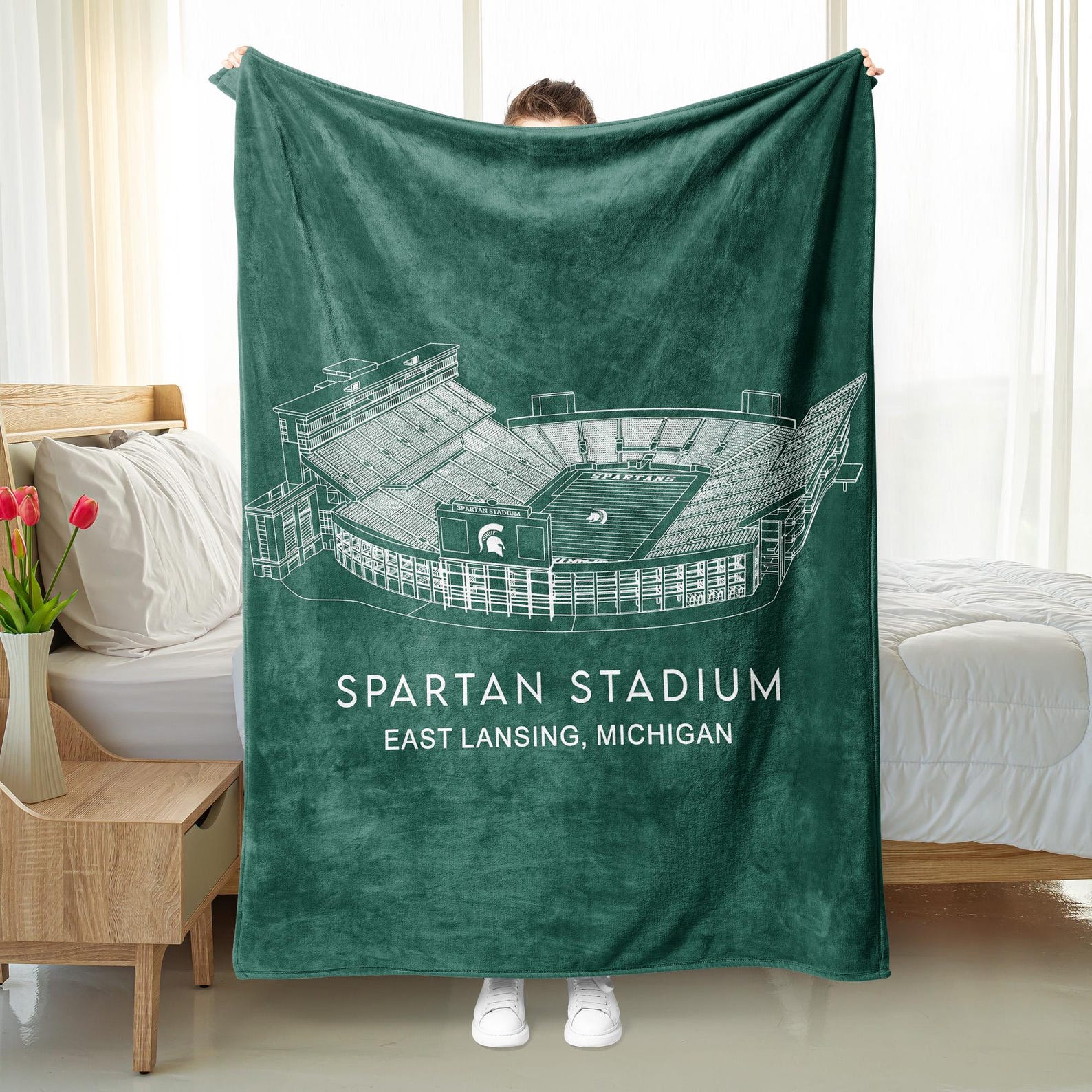 Spartan Stadium Blanket - Michigan State Football Stadium Blanket - Etsy