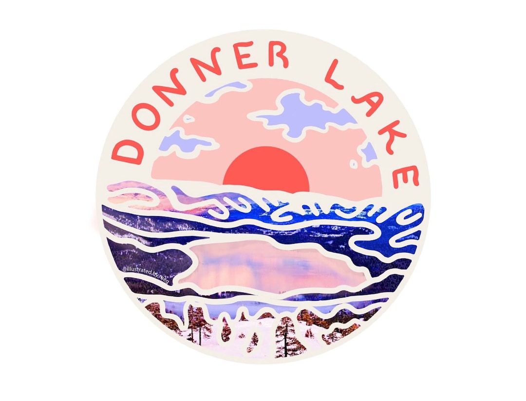 Donner Lake Sticker: Illustrated Sunrise Vinyl Decal - Etsy