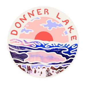 Donner Lake Sticker: Illustrated Sunrise Vinyl Decal - Etsy