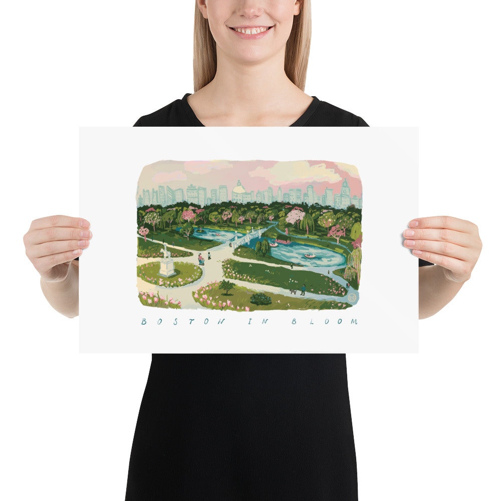 Boston Public Garden Print Boston Poster Boston Wall Art Boston Skyline ...