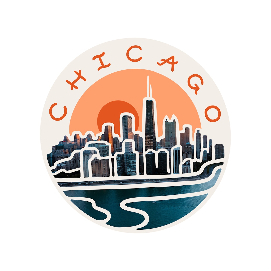 Chicago Sticker Chicago Skyline Sticker Travel Sticker - Etsy