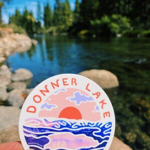 Donner Lake Sticker: Illustrated Sunrise Vinyl Decal - Etsy