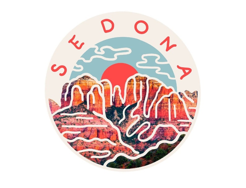 Sedona Arizona Vinyl Sticker: Illustrated Red Rocks, Laptop Decal - Etsy