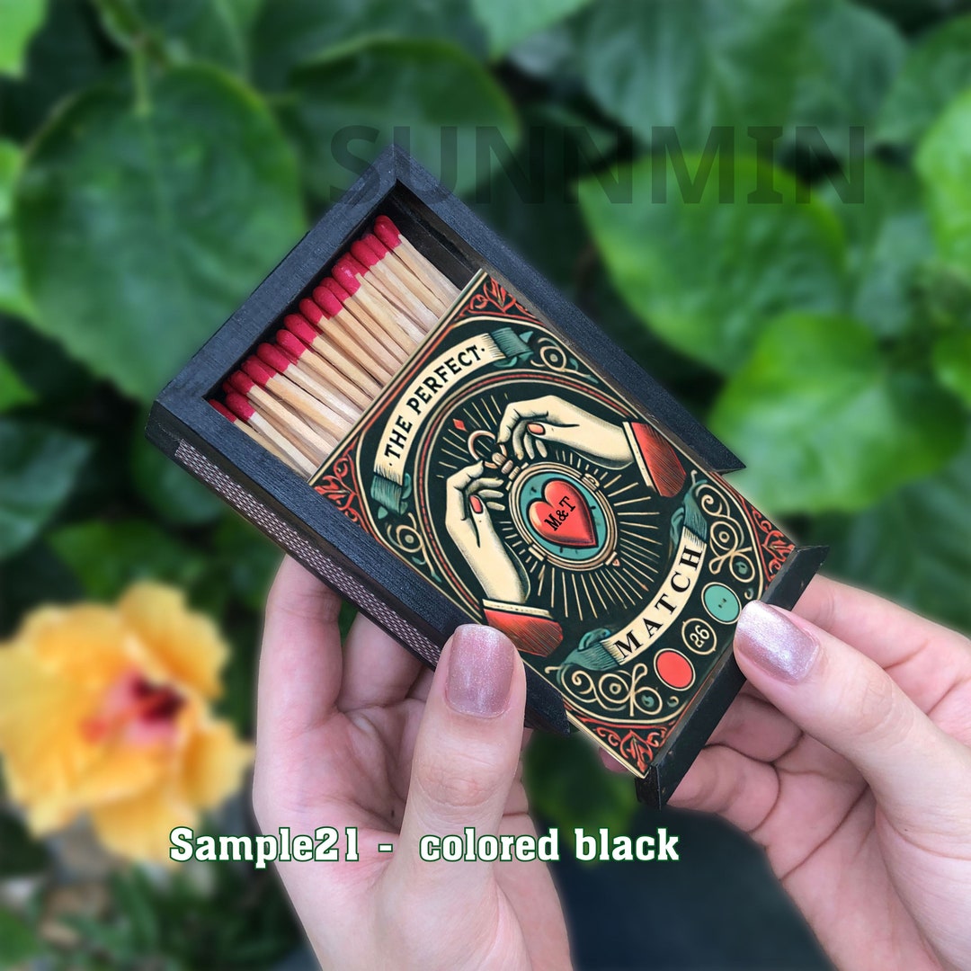 Custom Wooden Match Box for Couples / Handmade Sandalwood Matches in ...