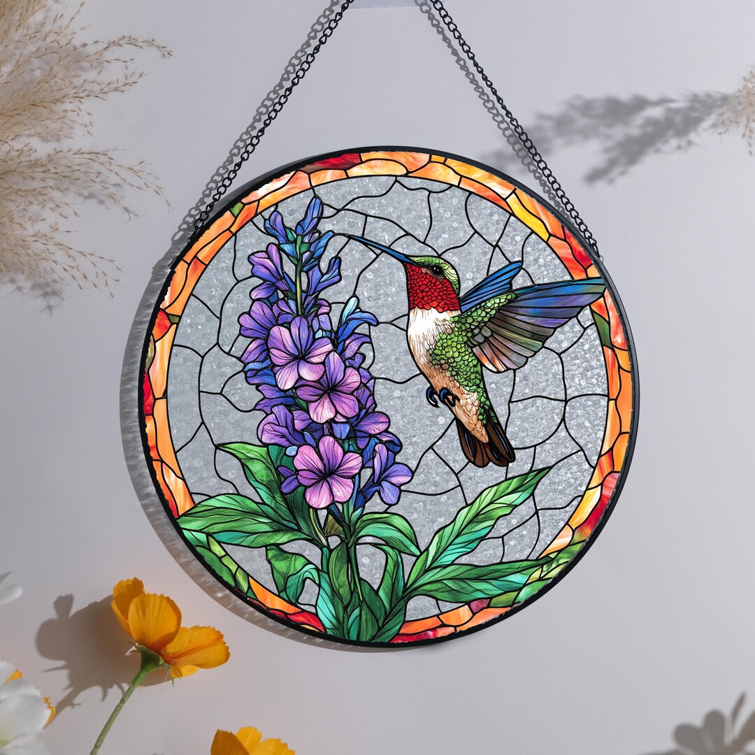 Hummingbird Stained Glass Window Hangings Christmas Gift Custom Stained ...