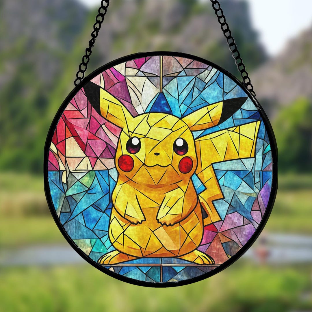 Handcrafted Pikachu Pokemon Stained Glass Suncatcher P14MM - Etsy
