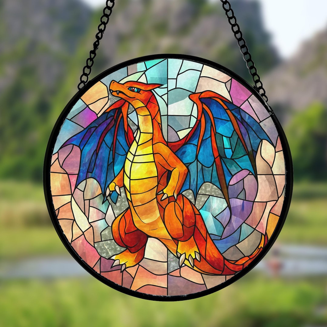 Charizard Pokemon Stained Glass Suncatcher Handcrafted Masterpiece ...