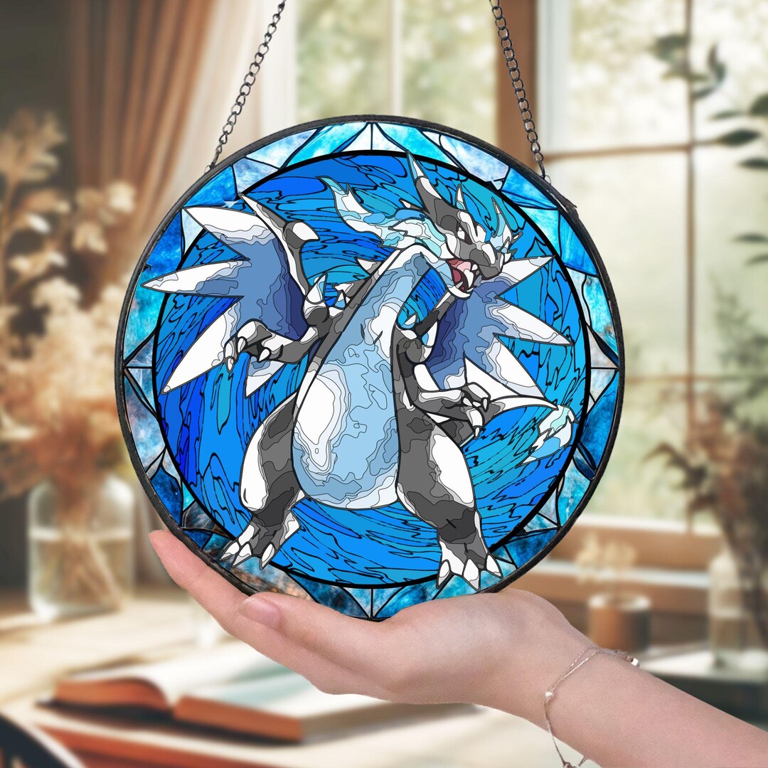 Charizard Glass Suncatcher - Fire & Sky Design, UV Printed Ornament ...