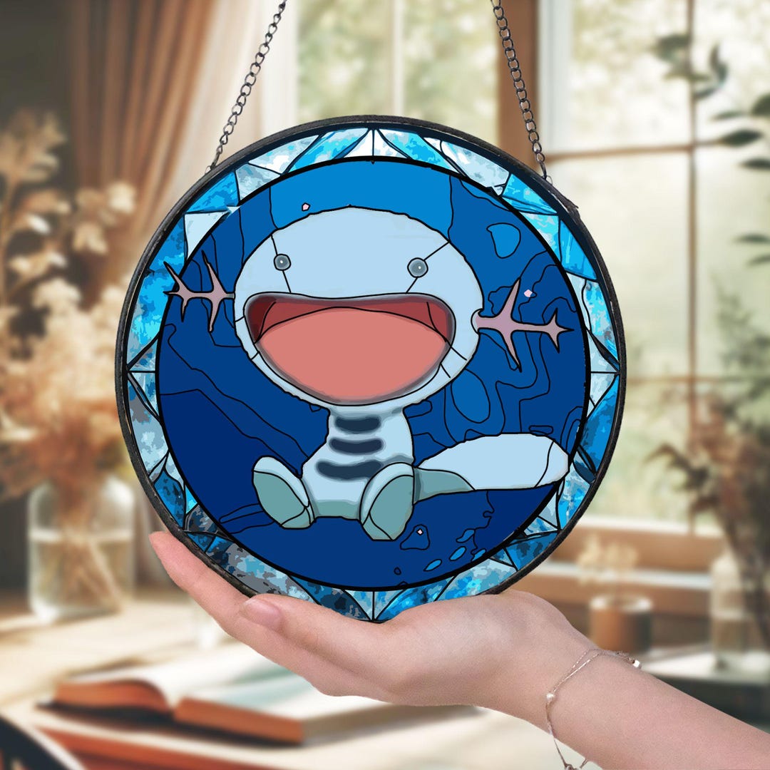 Pokemon Glass Suncatcher - Wooper Glass With Playful & Water Design, UV ...