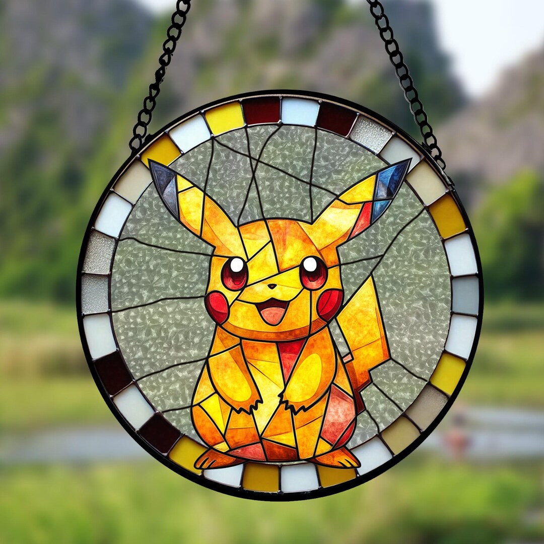 Handcrafted Pikachu Pokemon Stained Glass Suncatcher P5MM - Etsy