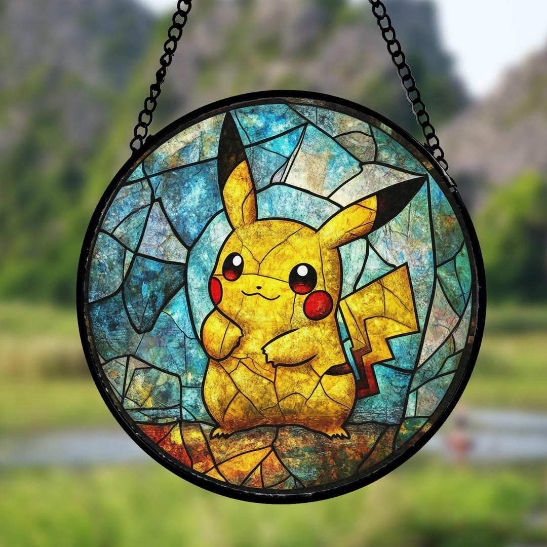 Handcrafted Pikachu Pokemon Stained Glass Suncatcher P12MM - Etsy