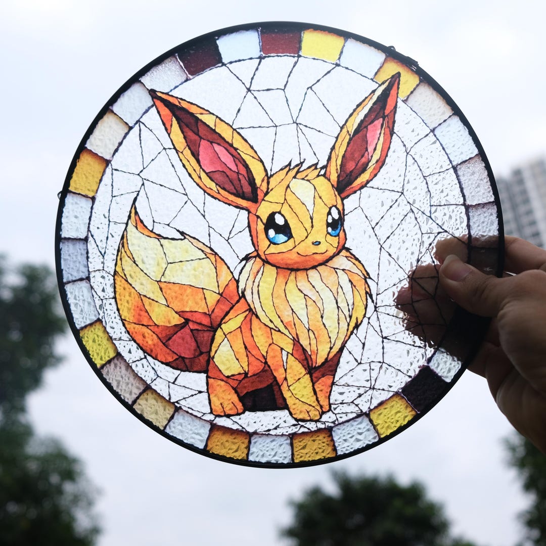 Handcrafted Eevee Pokémon Stained Glass Suncatcher for Fans - Etsy