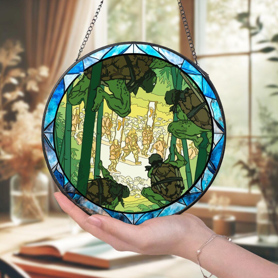 Handmade N.inja T.urtle Suncatcher, TMNT Forest Window Art, Unique Gift ...