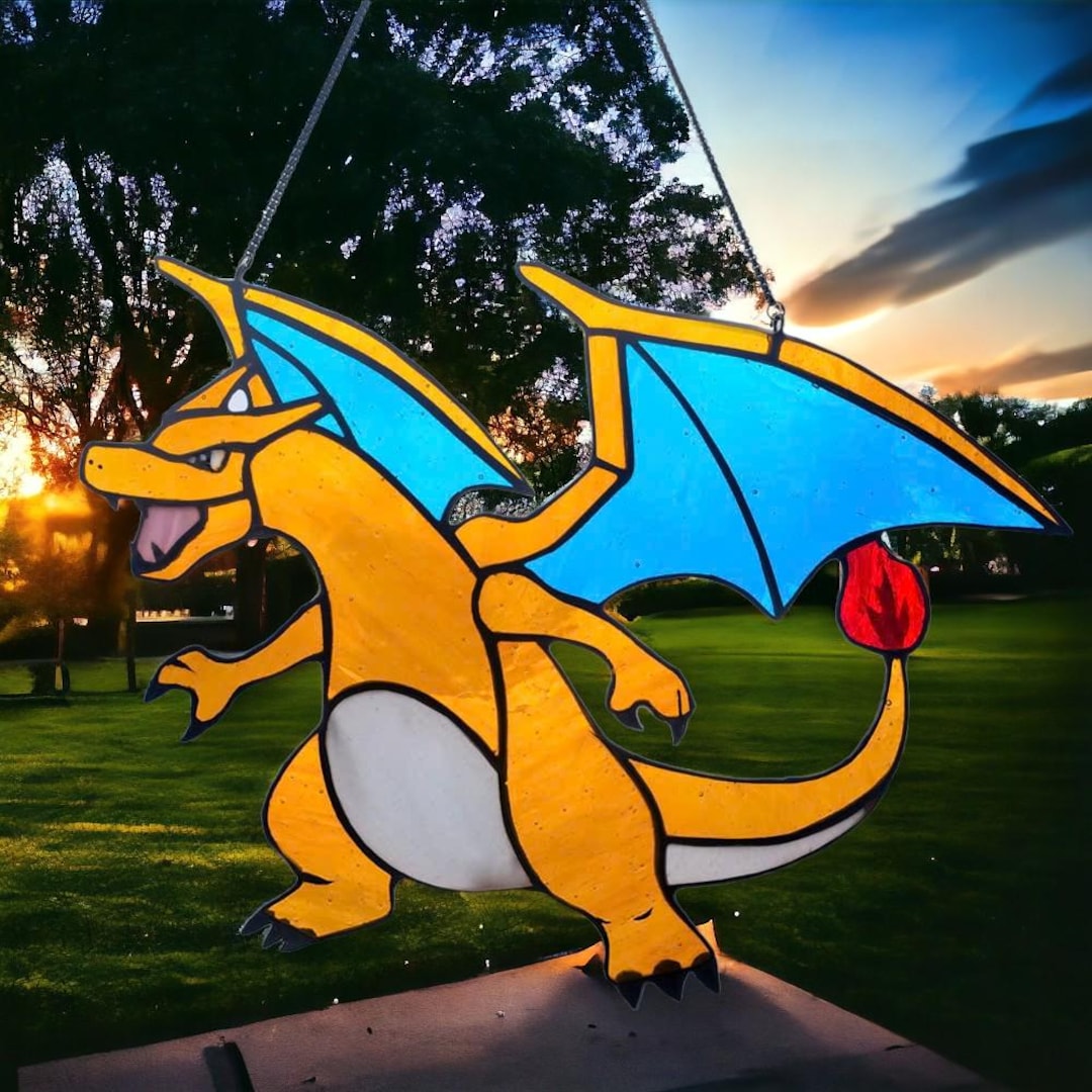 Charizard Handmade Stained Glass - Spooky Pokemon Ornament, Tiffany L.C ...