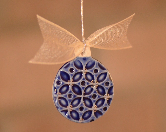 Small Simple Pattern Christmas Ornament Handmade Ceramic - Etsy