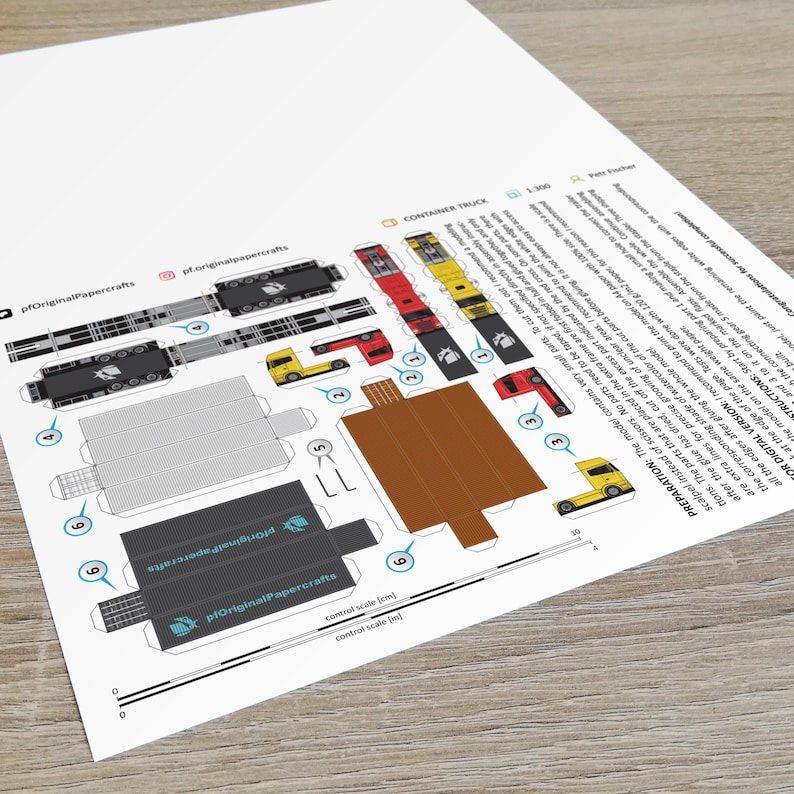 Container Truck Paper Model DIY Template Work Truck Quality Texture ...