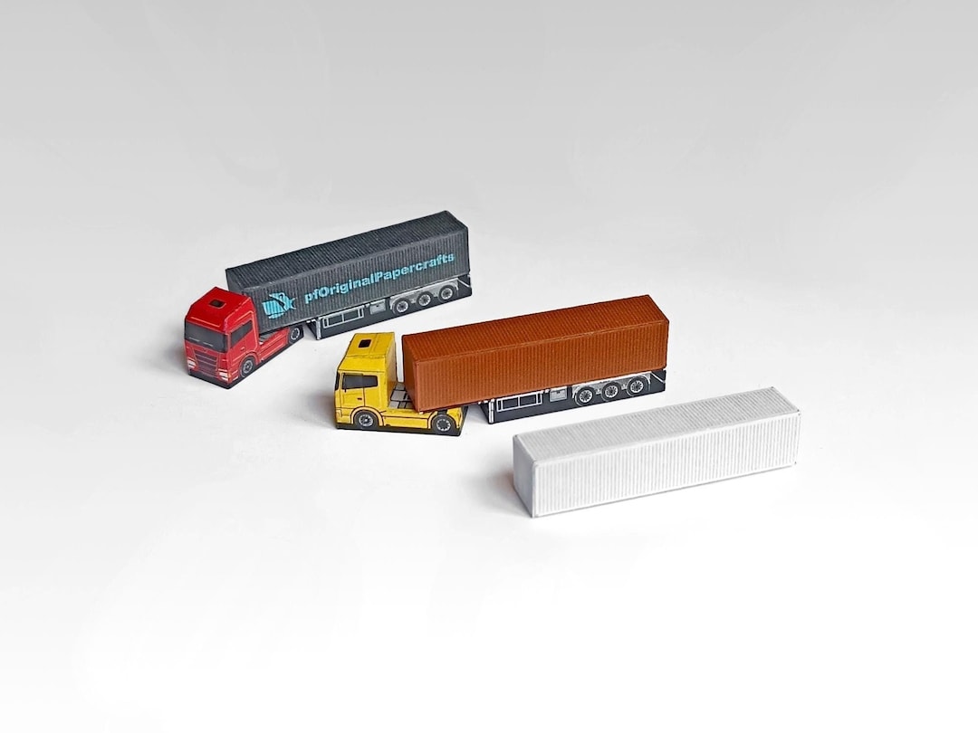 Container Truck Paper Model DIY Template | Work Truck | Quality Texture ...