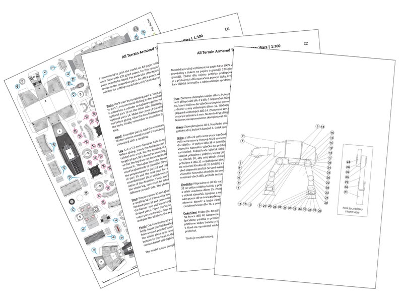 AT-AT Paper Model DIY Template | Machine Robot Papercraft Inspired by ...